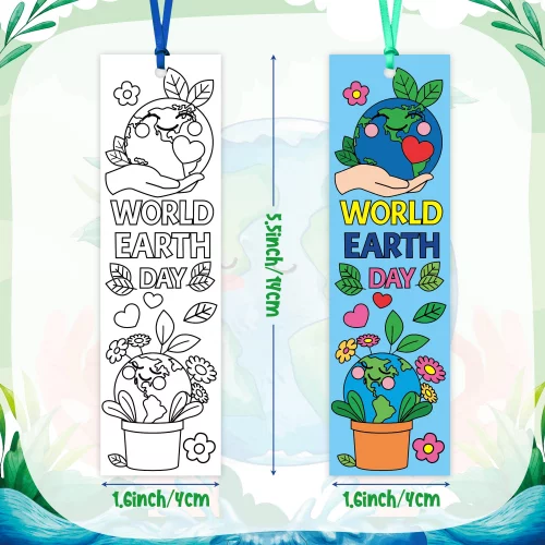 ANGOLIO 123Pcs Earth Day Coloring Bookmarks for Children Classroom DIY ...
