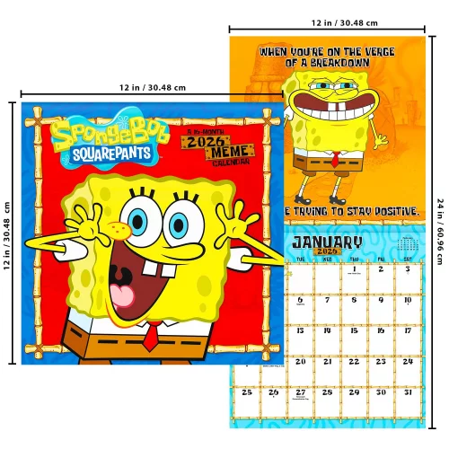 SpongeBob Squarepants Calendar 2026 - Deluxe 2026 SpongeBob Wall ...