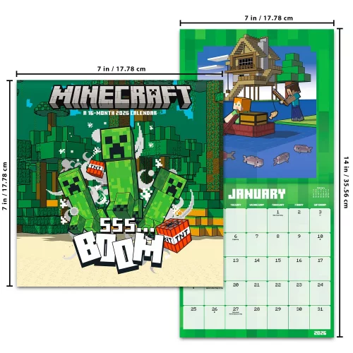 Minecraft Calendar 2026 - Deluxe 2026 Minecraft Creeper and Enderman ...