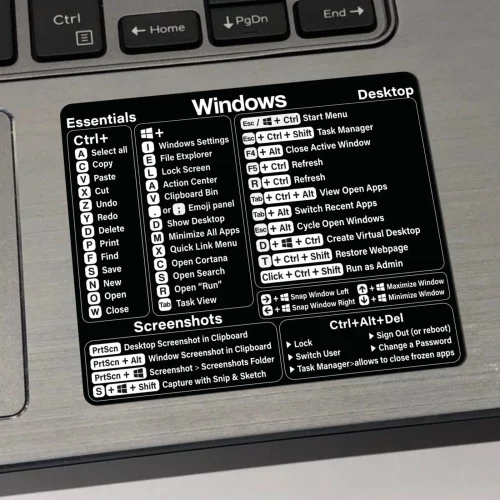 Windows Shortcut Sticker - Keyboard Shortcut Vinyl Sticker, Laptop ...