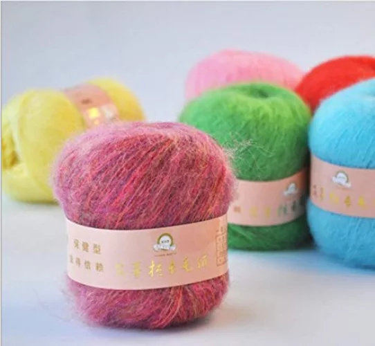 6 Skein Angola Mohair Yarn,Long-haired Angora Wool Cashmere Yarn for ...